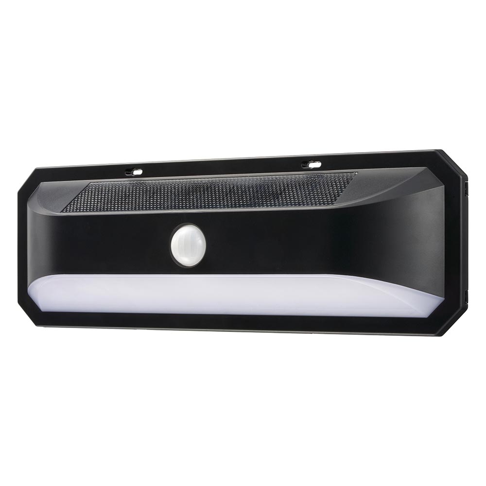 センサーウォールライト（明暗+人感センサー/800 lm/ソーラー発電式/昼光色/保護等級IP65/ブラック） | 株式会社オーム電機 『会員 ...